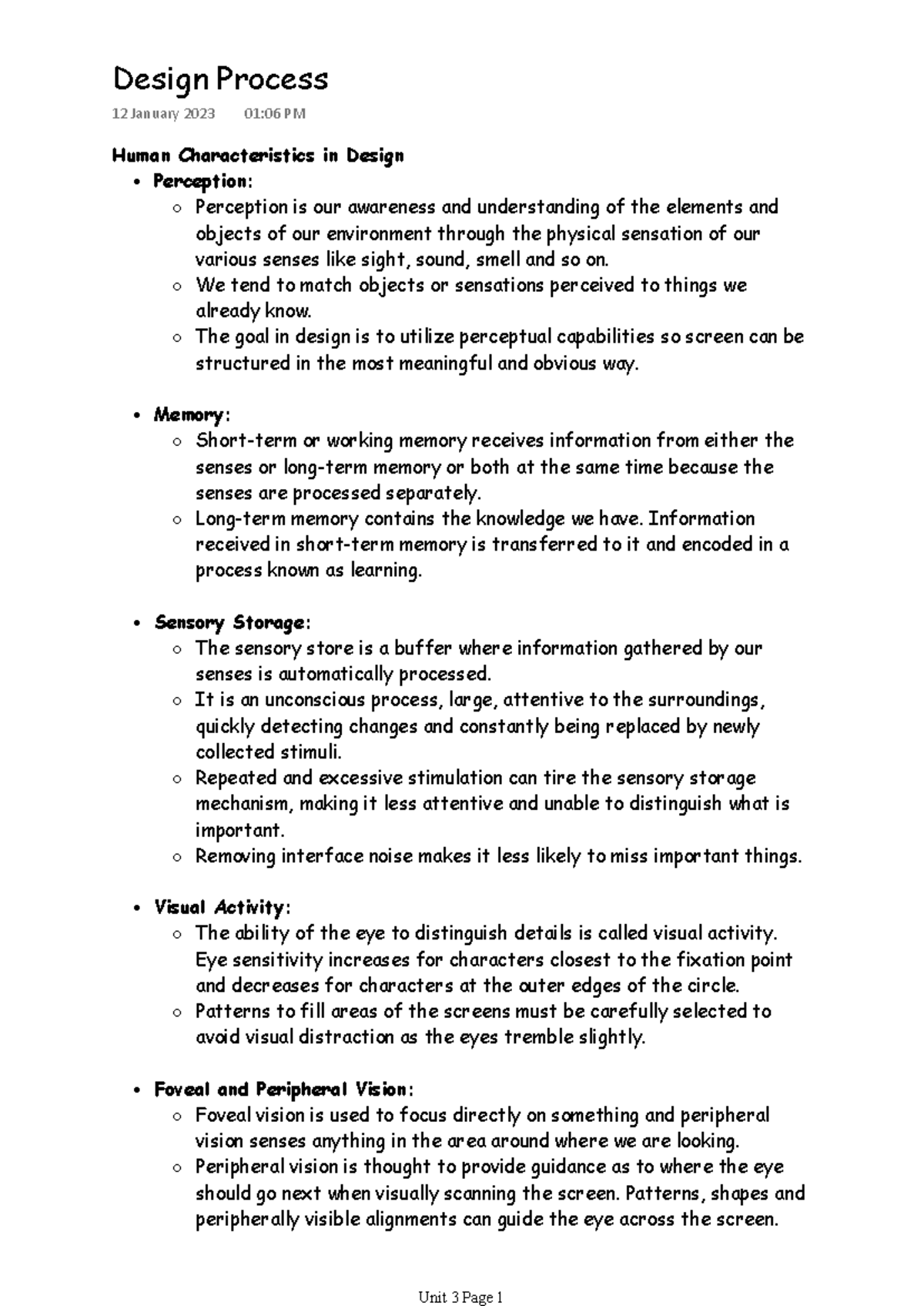 Human Computer Interaction Unit 3- Design Process Part-2 - Human Characteristics in Design - Studocu