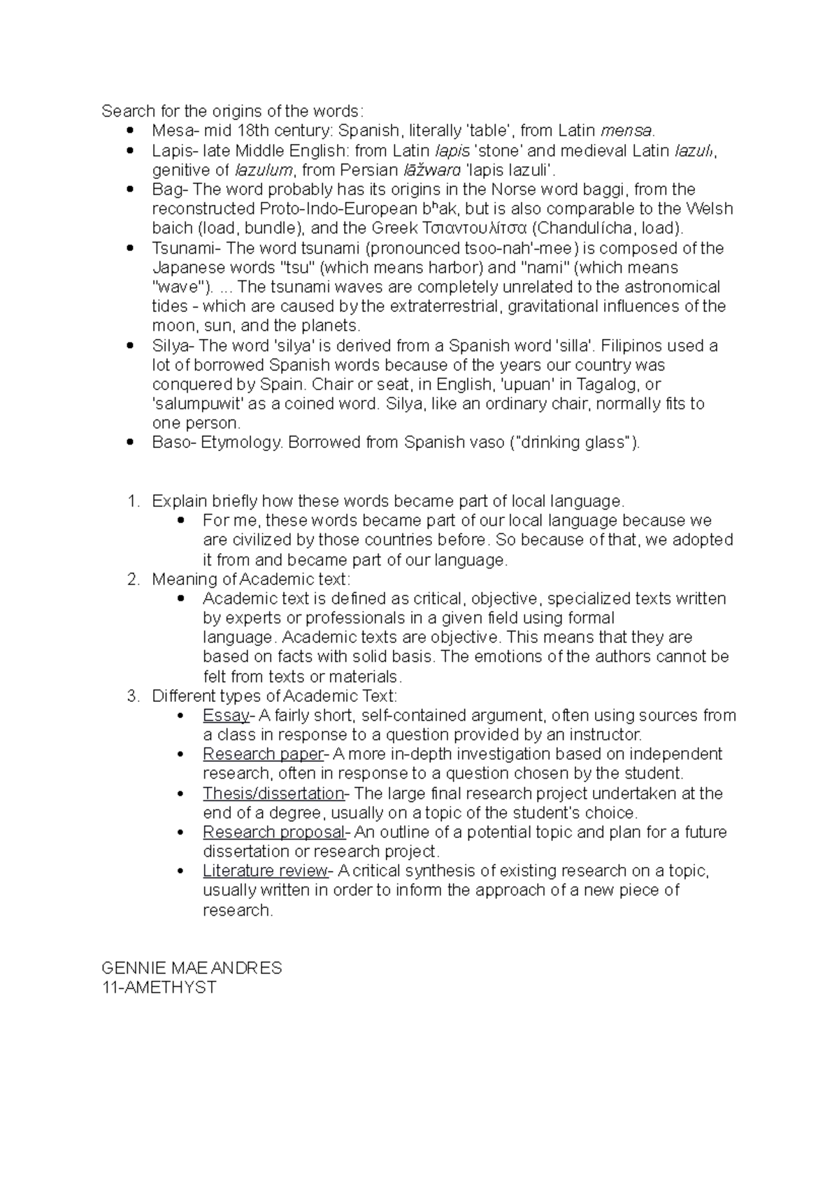 EAPP Assignment: Etymology and Types of Academic Texts - Studocu