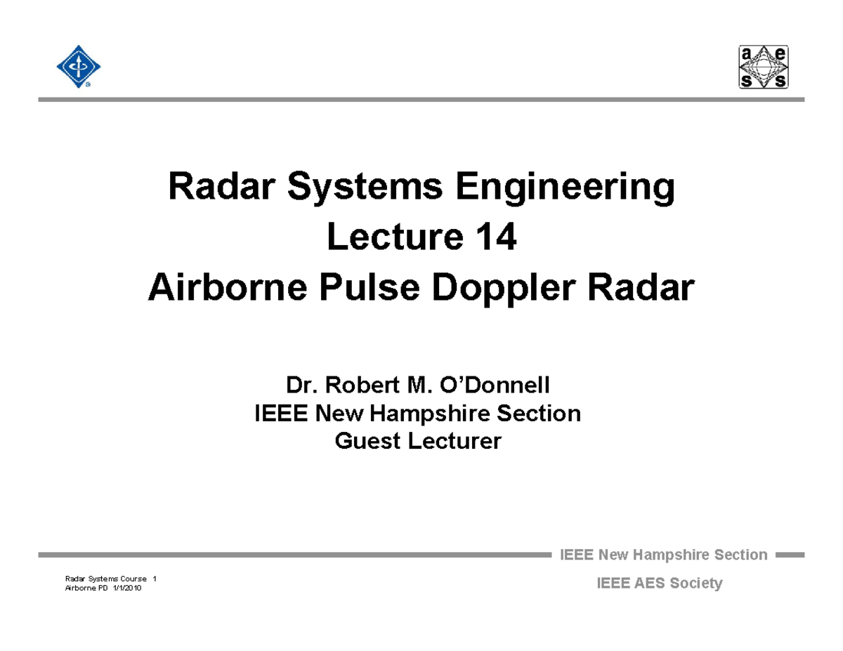 Radar 2009 A 14 Airborne Pulse Doppler Radar - IEEE New Hampshire ...