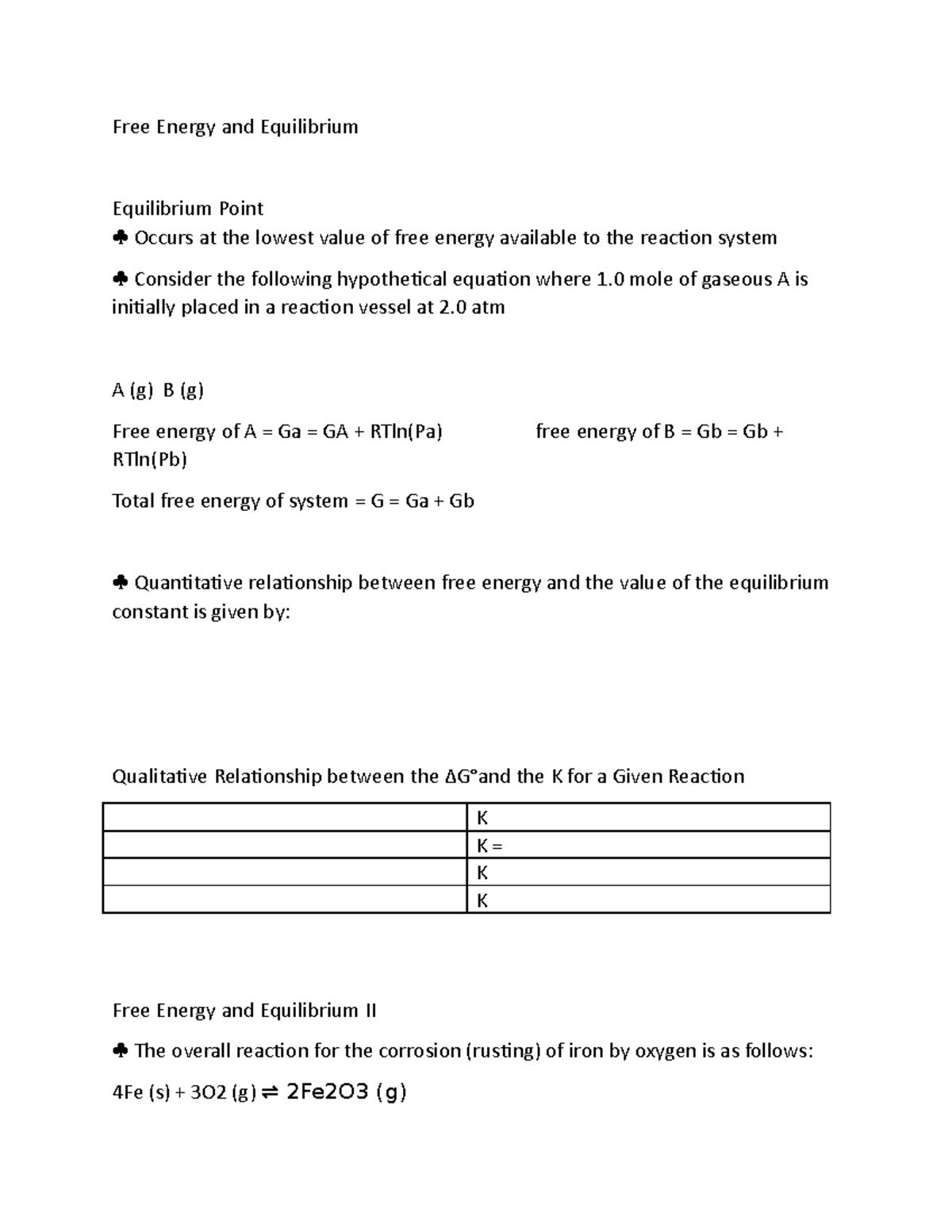 144 - Free Energy and Equilibrium: Key Concepts and Calculations - Studocu