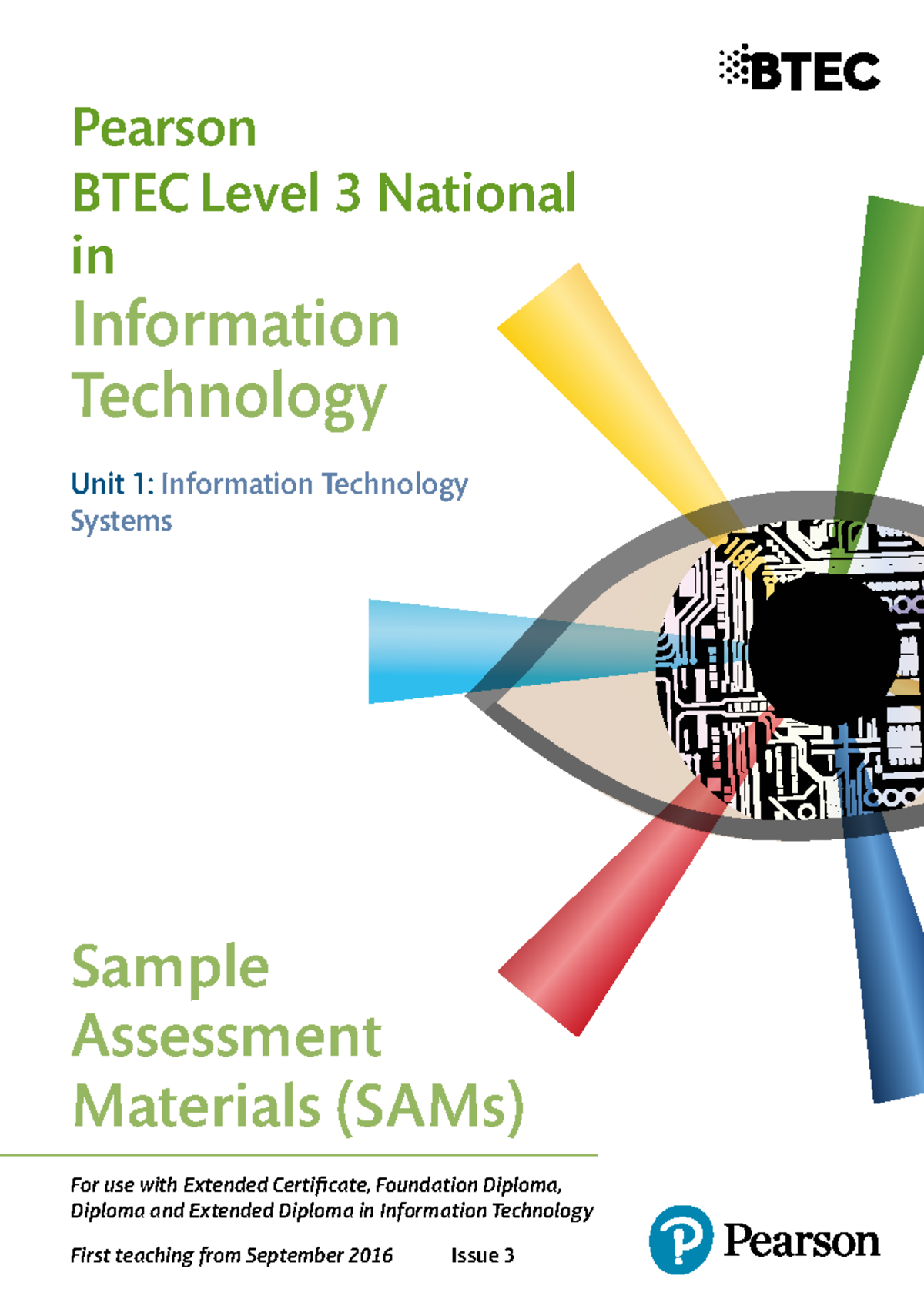 BTEC Level 3 IT Unit 1: Sample Assessment Materials for Systems - Studocu