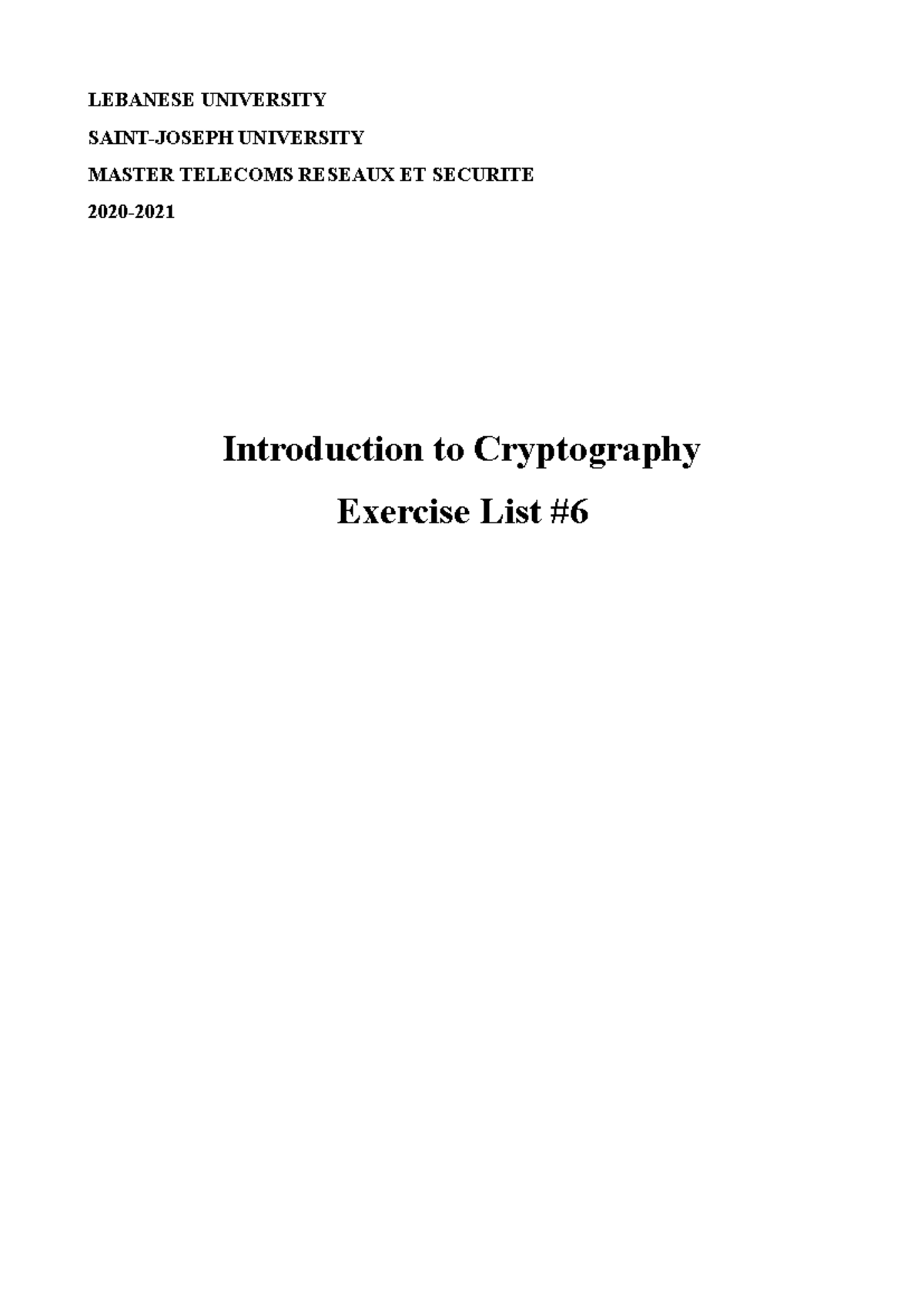 TRS-Crypto-Exercise List 6: Introduction to Hash Functions - Studocu