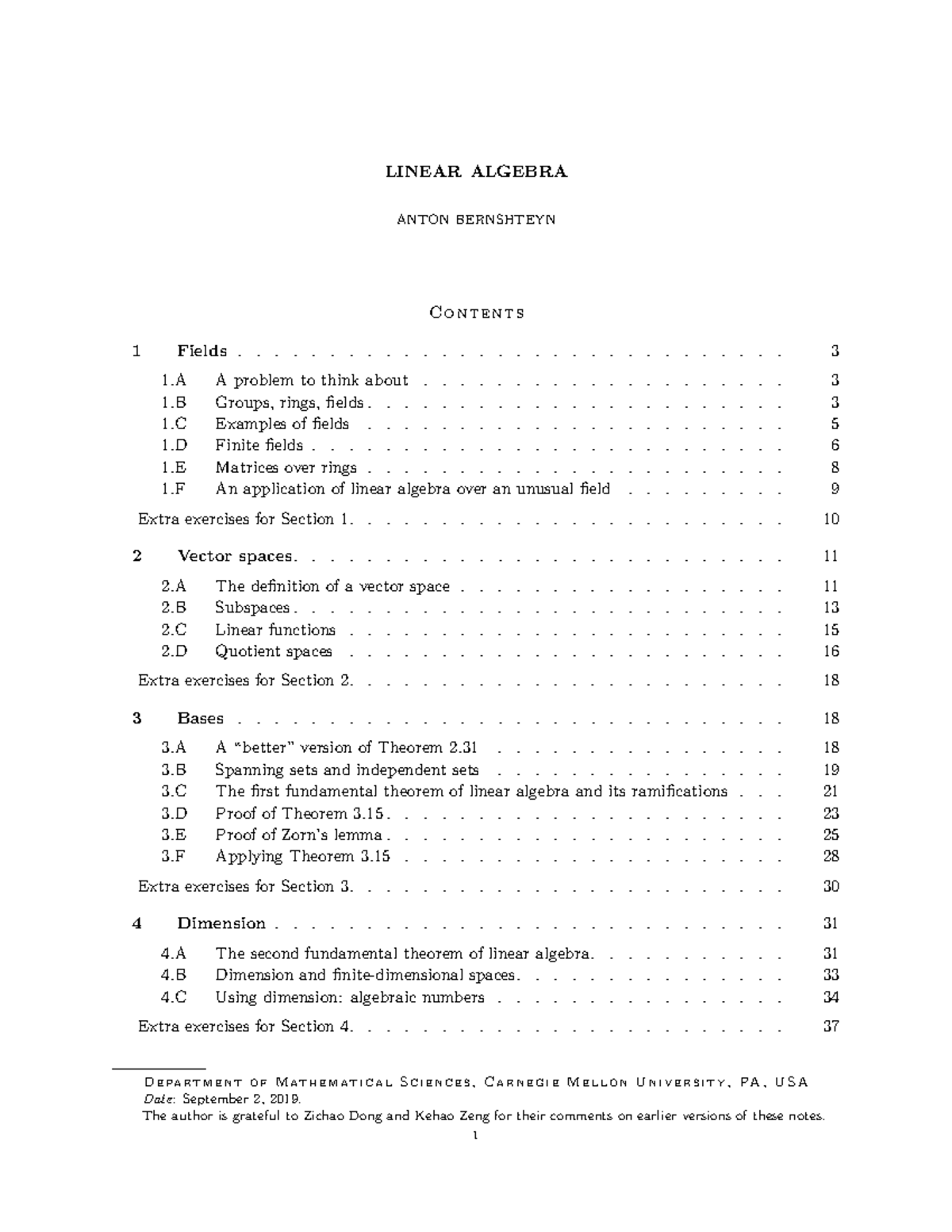 Linear Algebra Study Notes - Course Code: LA - Studocu