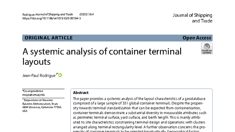 A Systemic Analysis of Container Terminal Layouts (S41072) - Studocu
