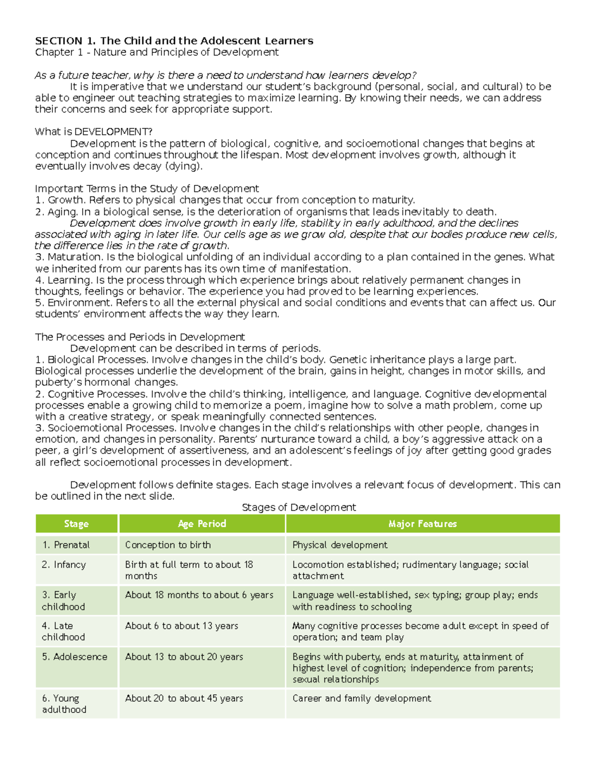 EDU 101: Chapter 1 - Understanding Child and Adolescent Development - Studocu