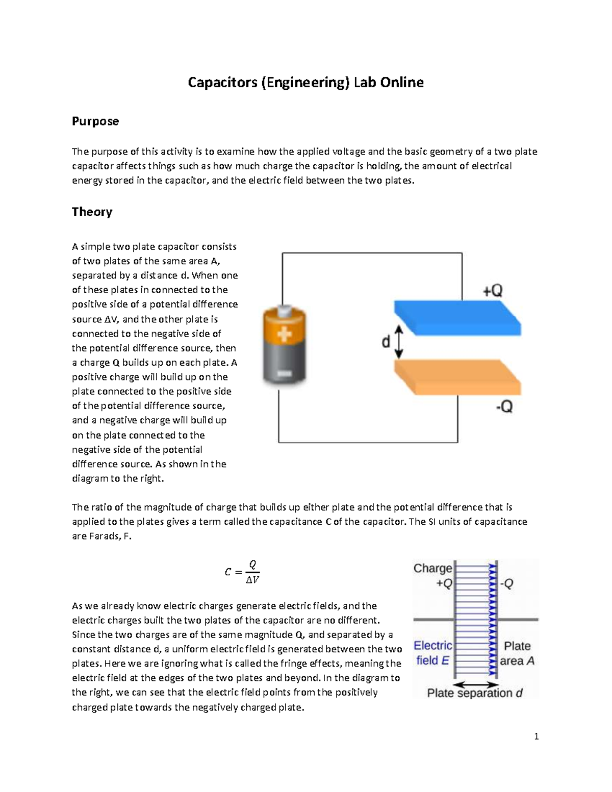 Physics 2 Lab 3: Capacitors and Their Electrical Properties - Studocu
