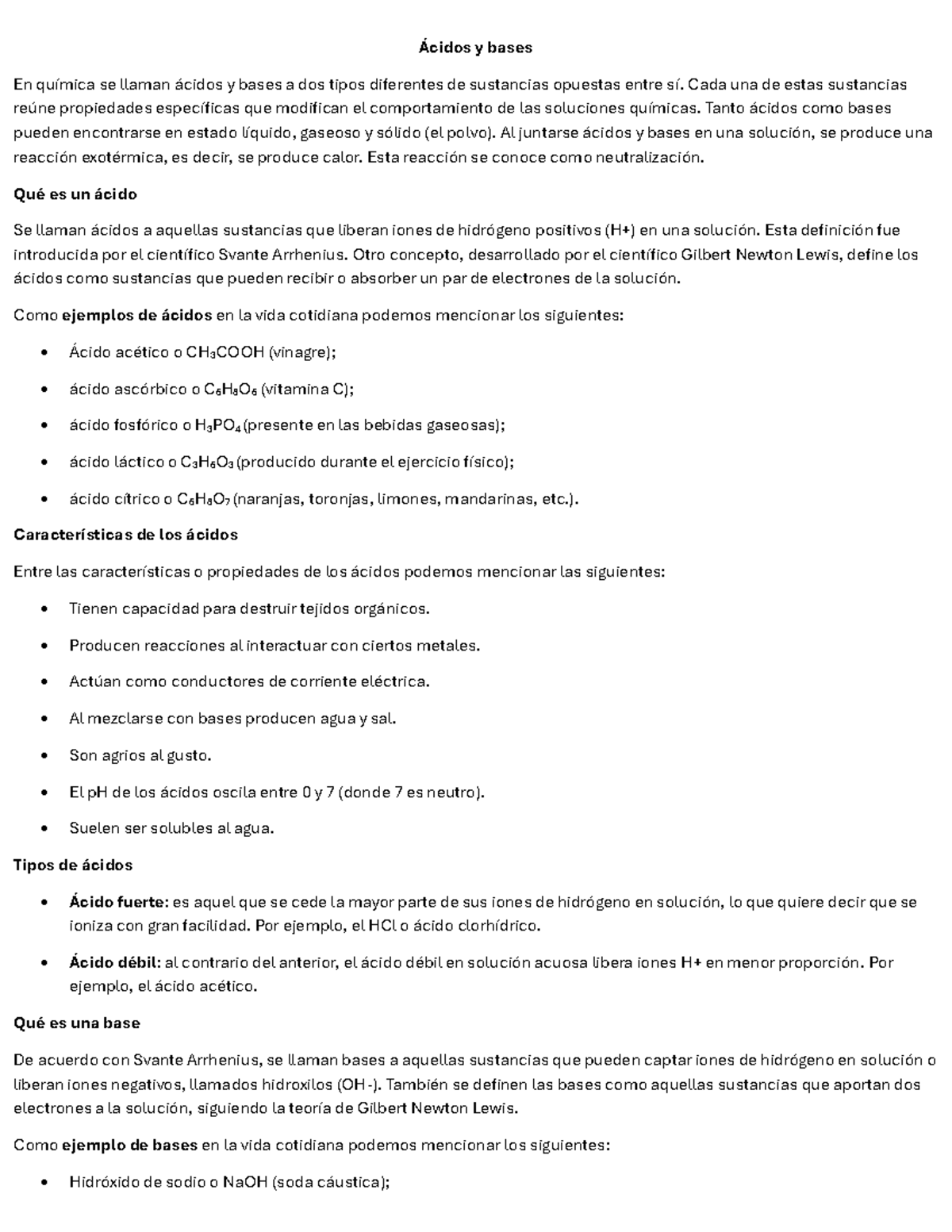 Conceptos Básicos de Ácidos y Bases en Química - Studocu
