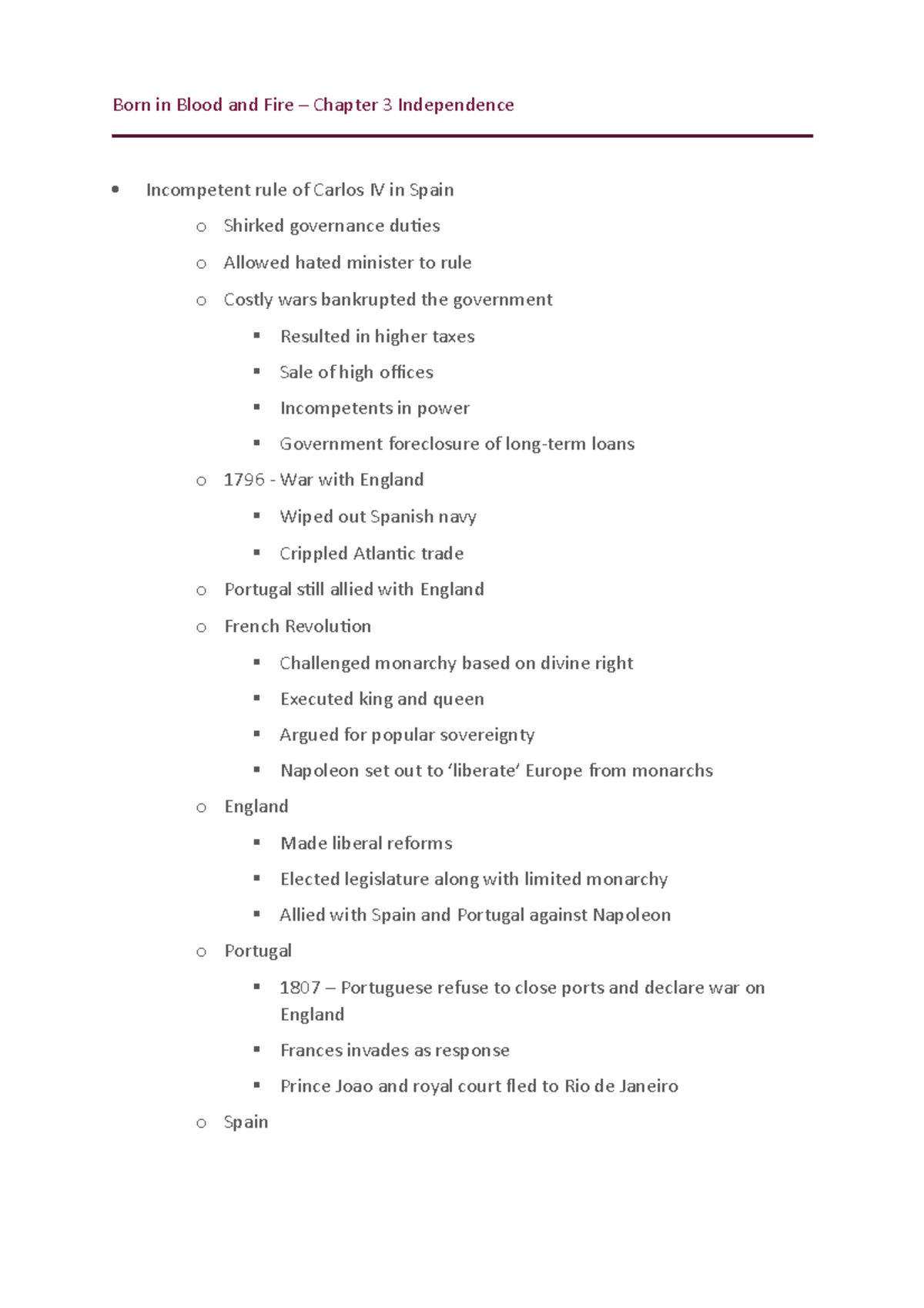 Born in Blood and Fire - Chapter 3 (Independence) Reading Notes ...