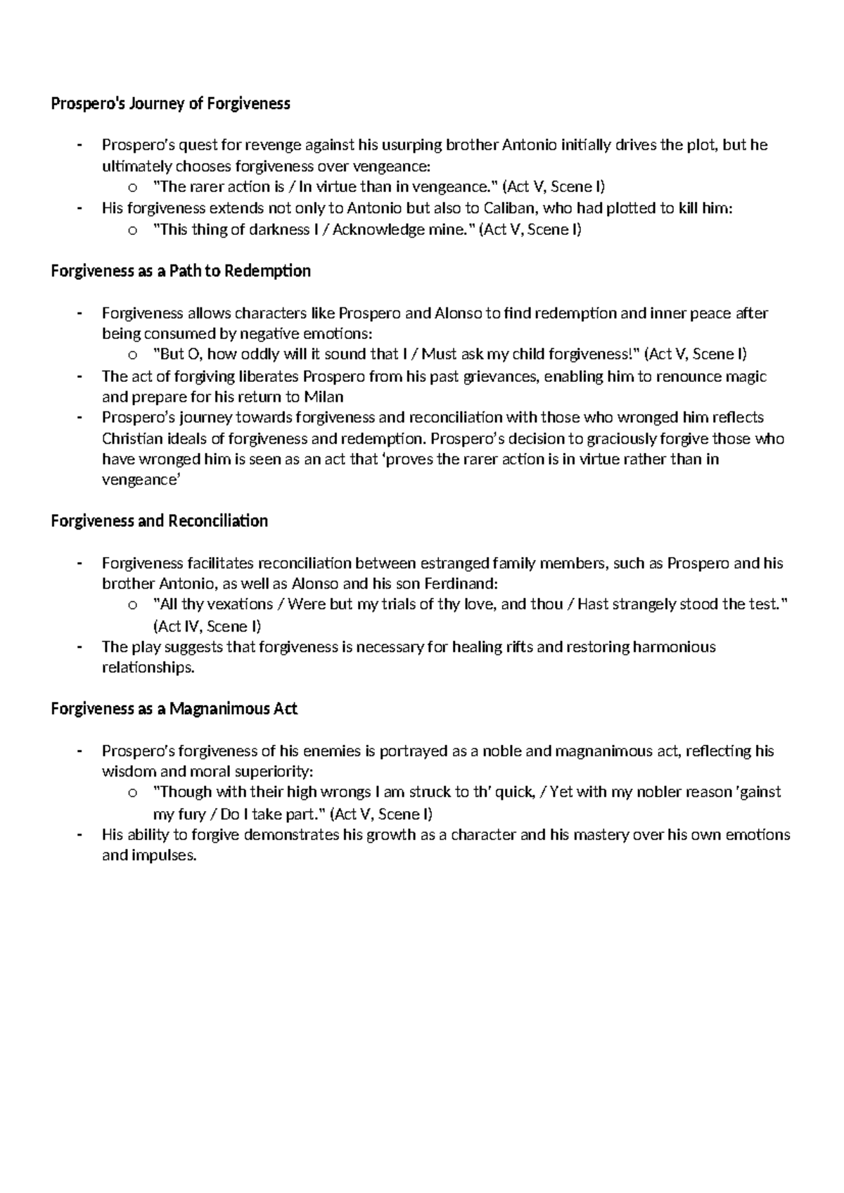 ENG 201: The Tempest – Prospero's Journey of Forgiveness and Redemption ...
