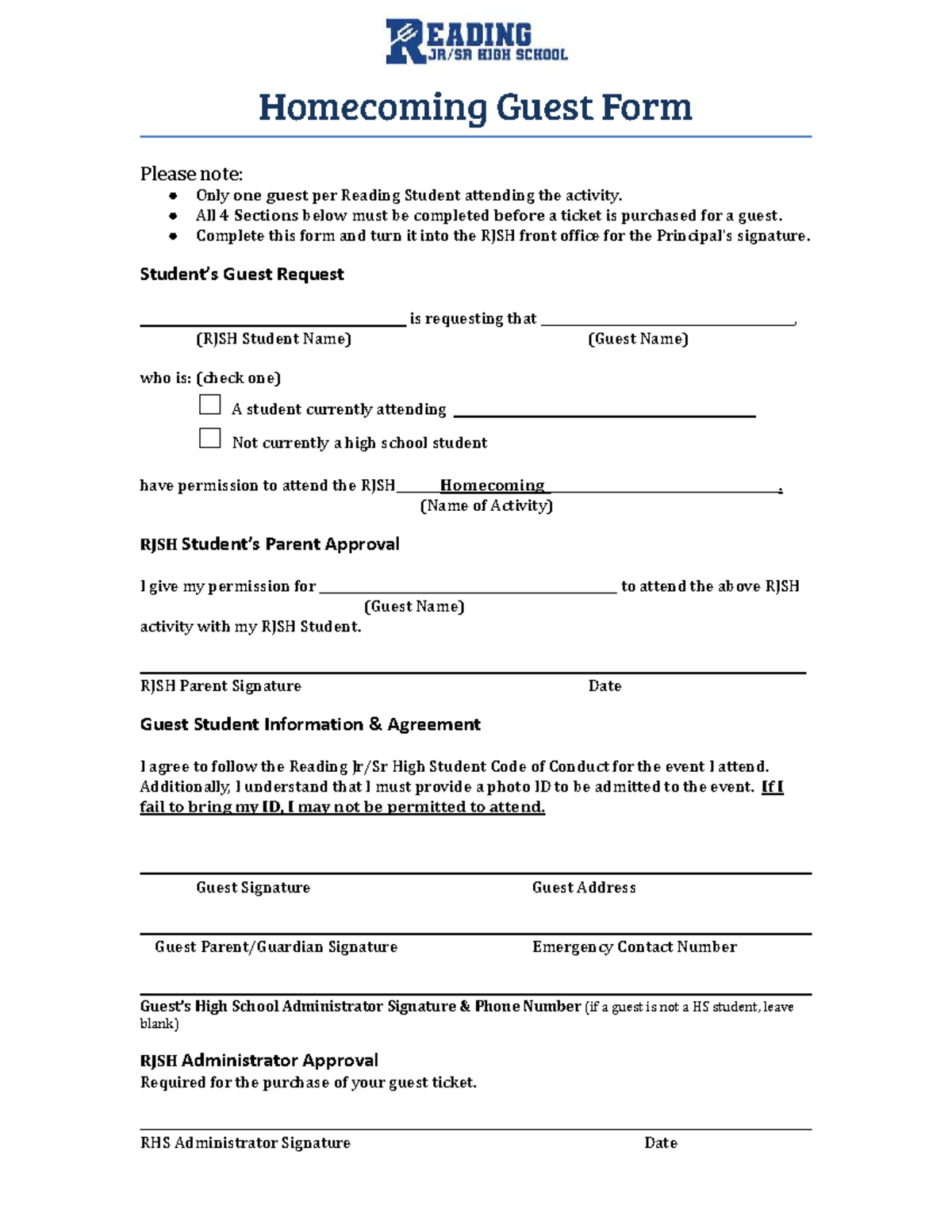 RJSH Homecoming 2024 Guest Attendance Form - Studocu