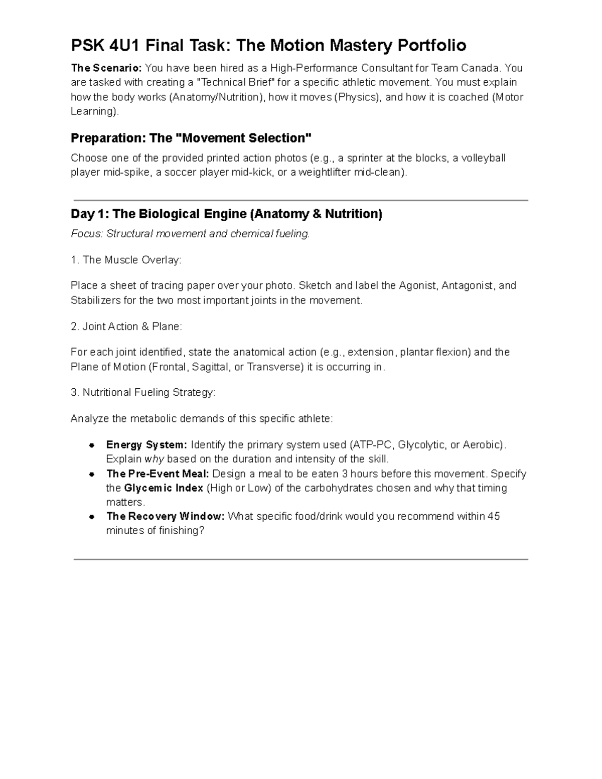 PSK 4U1 Final Task: Motion Mastery Portfolio Analysis - Studocu