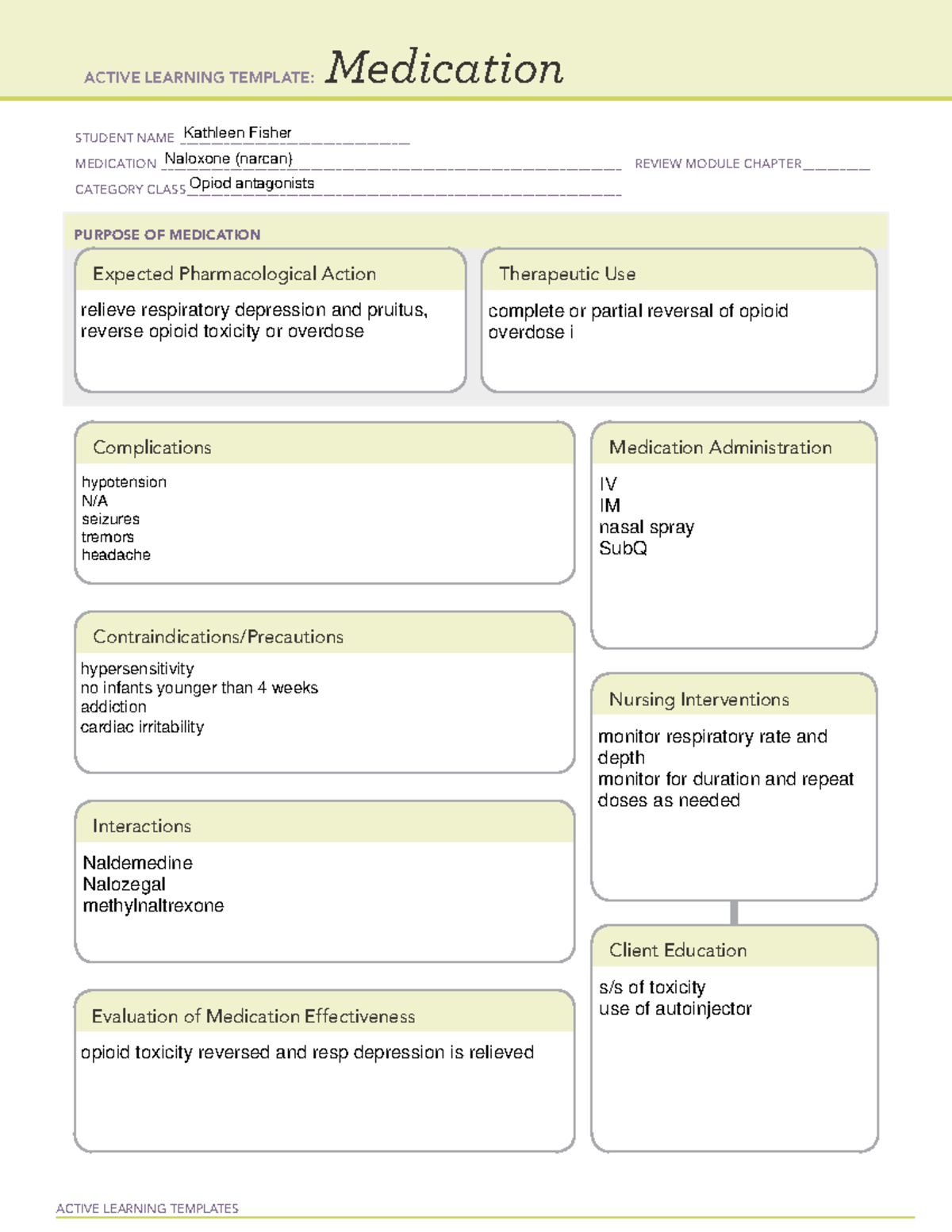 Medtemo Naloxone - ATI template - ACTIVE LEARNING TEMPLATES Medication ...