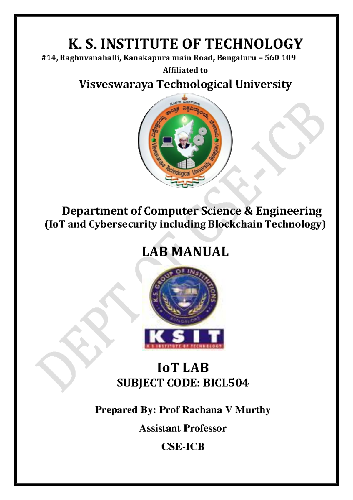 IoT LAB Manual 2024-2025 for Course BICL at K. S. Institute of ...