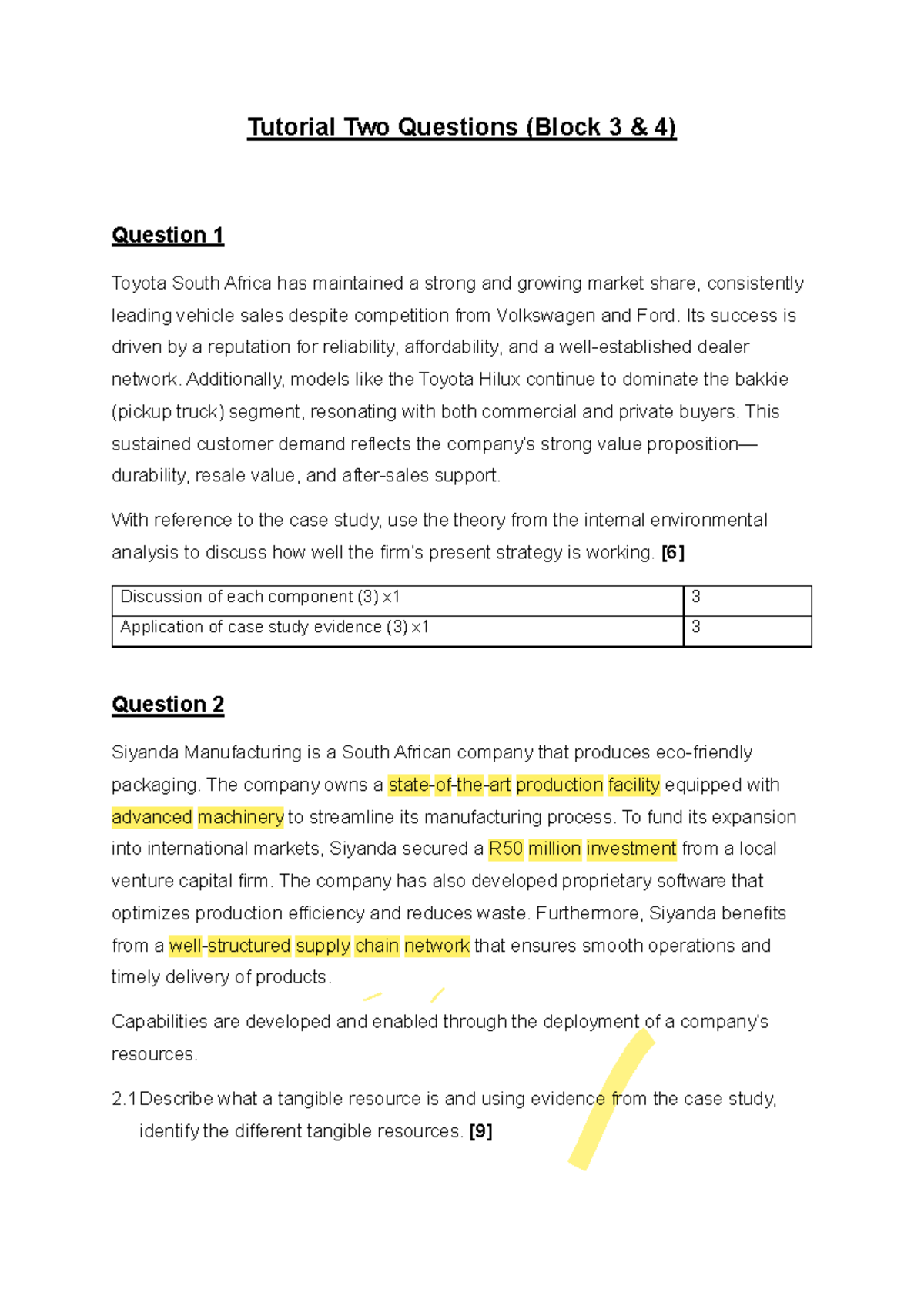 OBS 310 Tutorial Two Questions (Block 3 & 4 Analysis) - Studocu