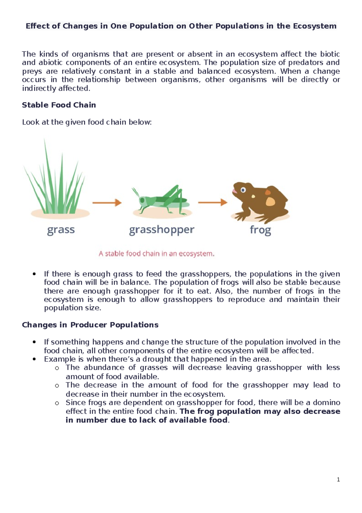 Impact of Population Changes on Ecosystem Dynamics and Balance - Studocu