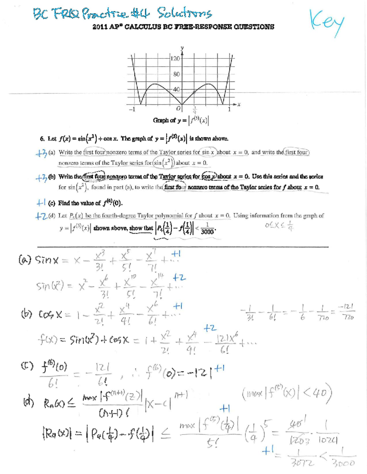 BC Calculus FRQ Practice #4: Taylor Polynomials Solutions - Studocu