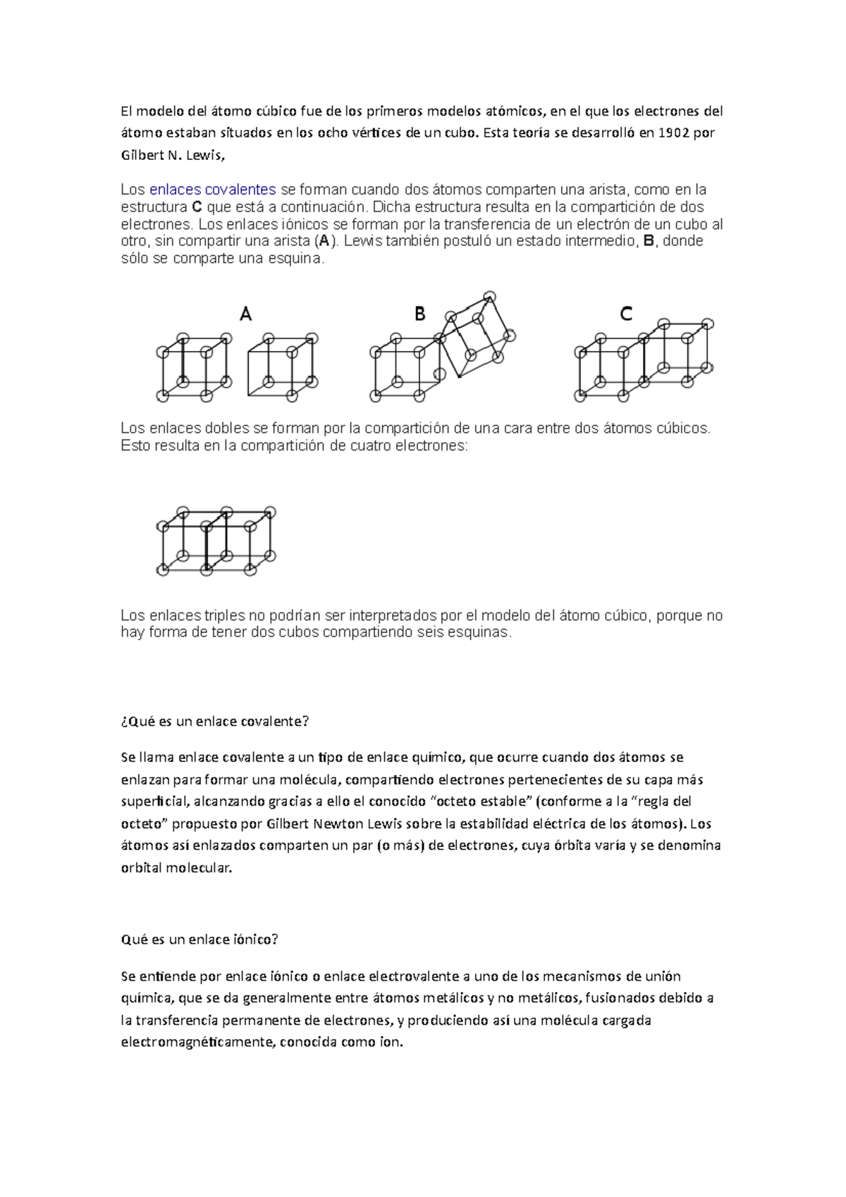 El modelo del átomo cúbico - Esta teoría se desarrolló en 1902 por ...