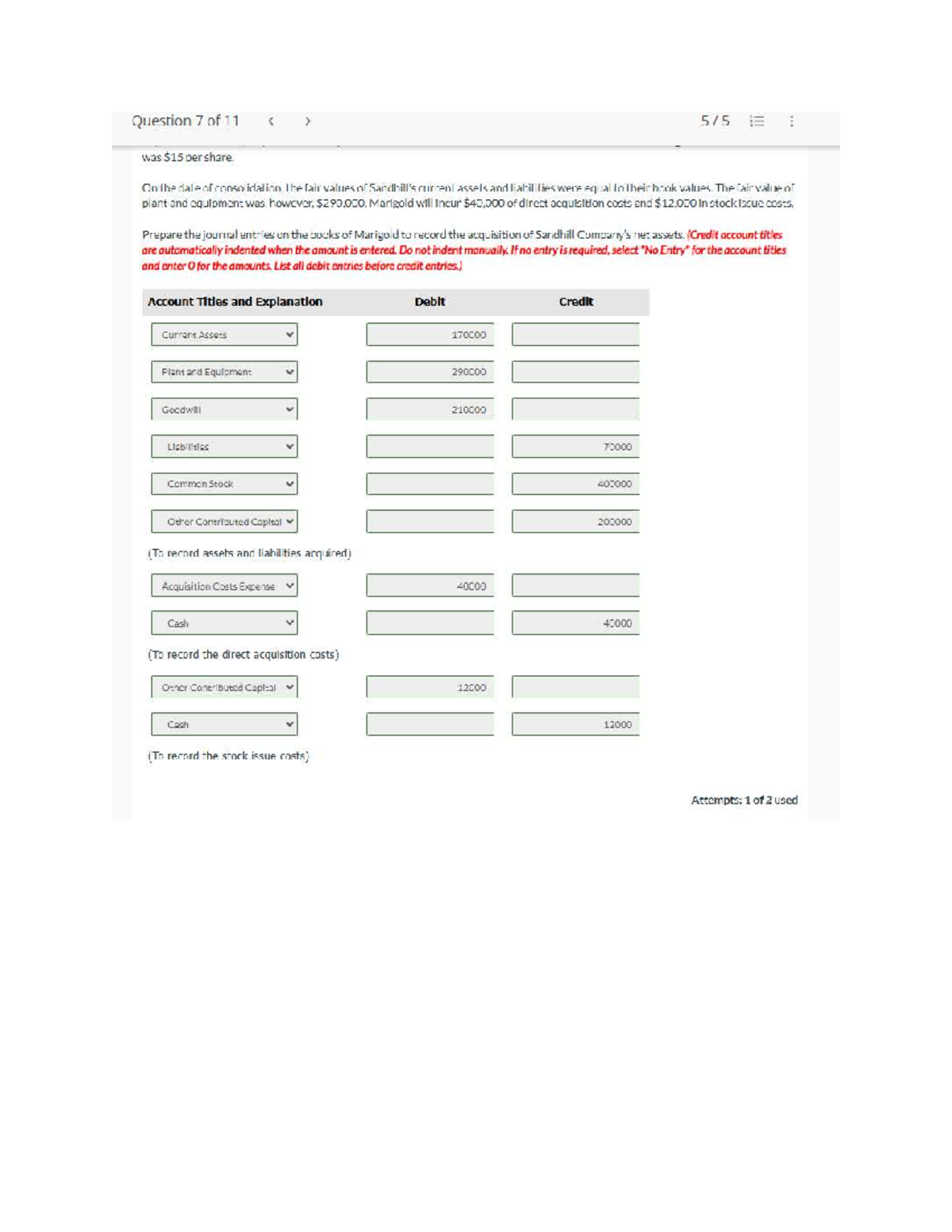 Acc 405 Module 1: Journal Entries for Marigold's Acquisition of ...