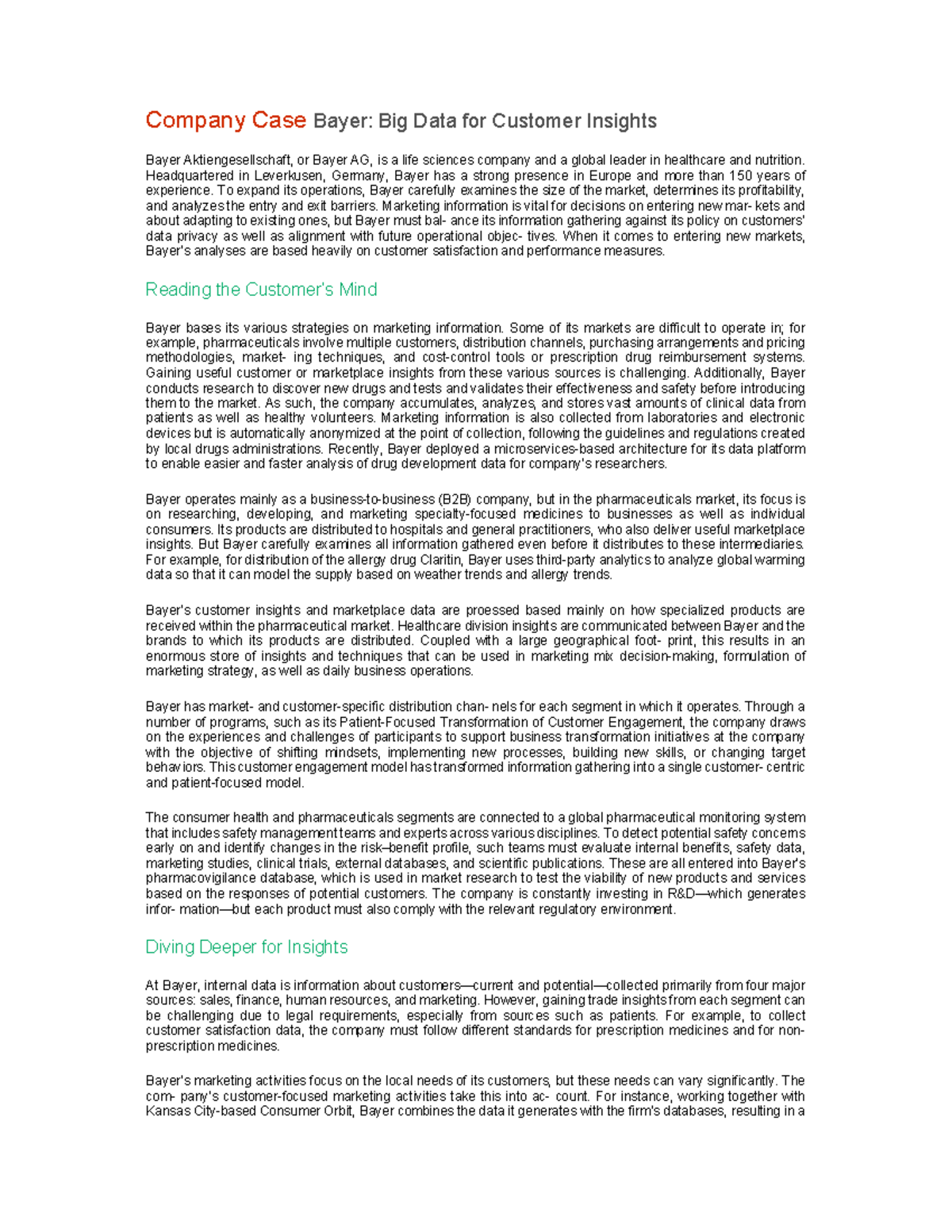 Bayer Case Study: Utilizing Big Data for Enhanced Customer Insights ...