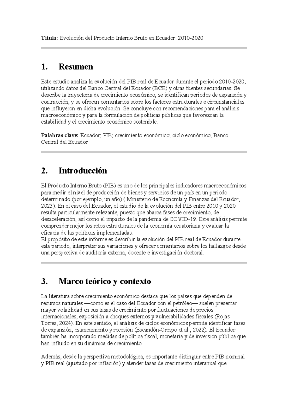Evolución del PIB en Ecuador (2010-2020): Análisis y Recomendaciones ...