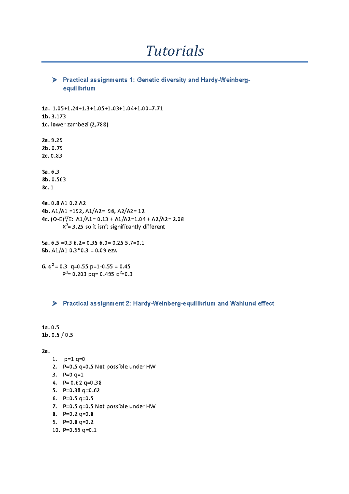 Genetics Practical Assignments (BIOL 101) - Answers & Explanations ...