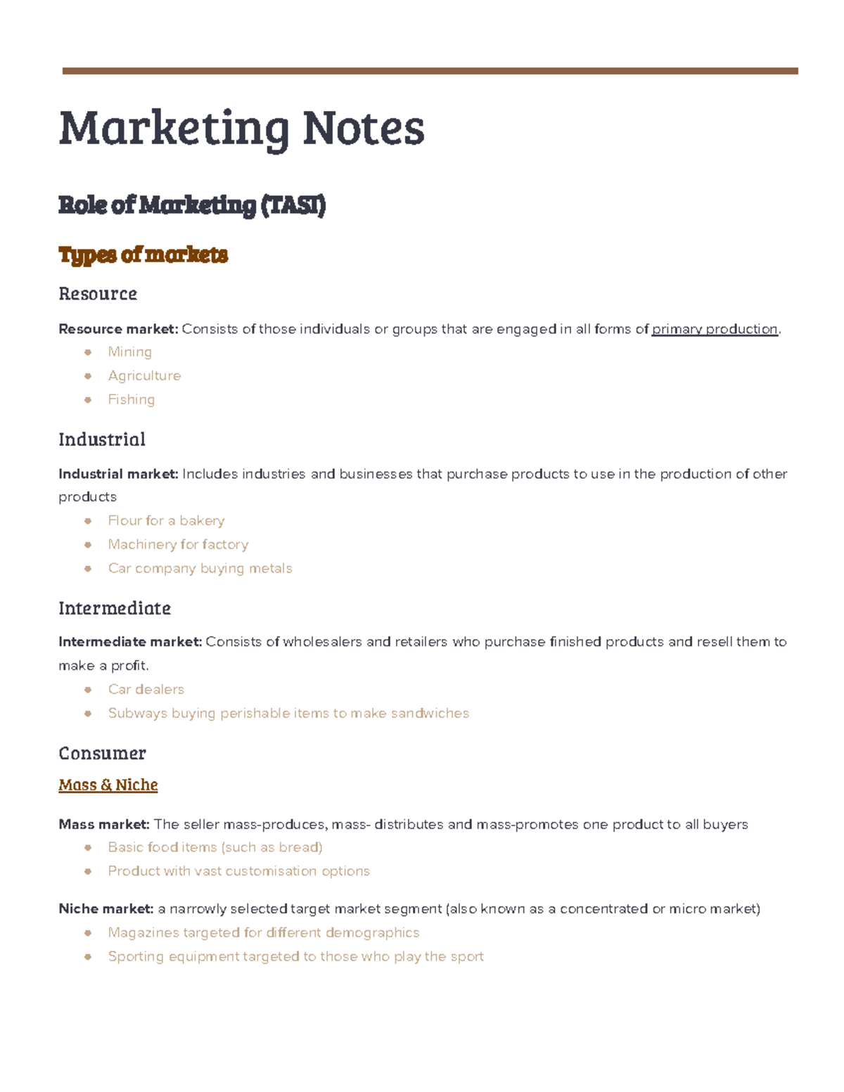 Marketing Business Notes: Understanding Market Types and Strategies ...
