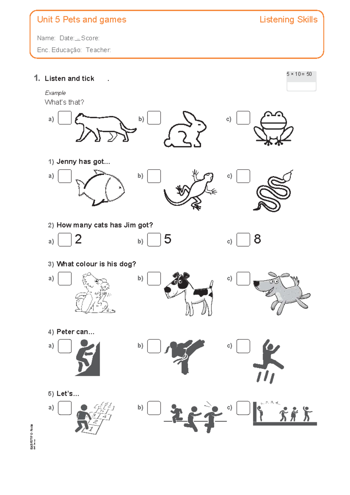 EASP3TF Unit 5 Listening & Reading Skills Test - 3rd Year English - Studocu