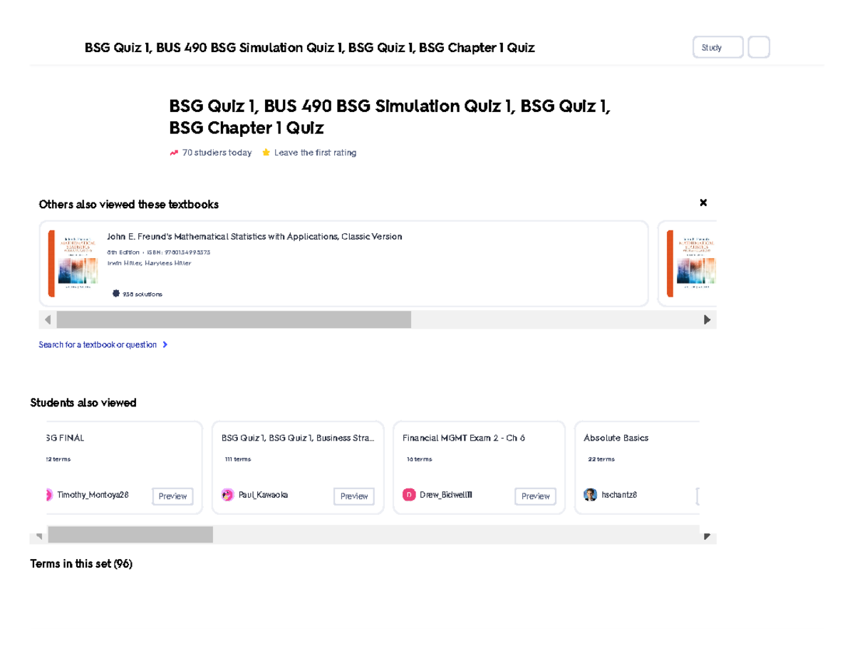BSG Quiz 1 Review for BUS 490: Comprehensive Flashcards on Chapter 1 ...
