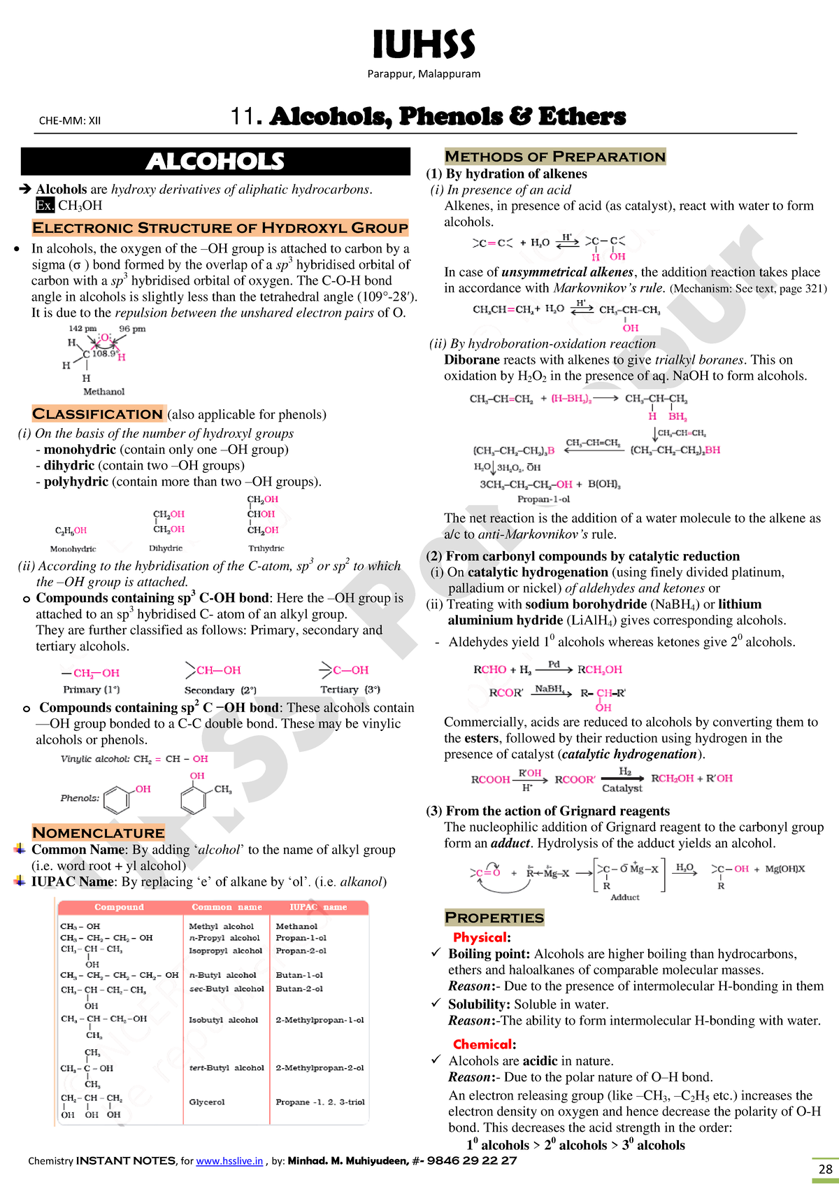 Hsslive-XII-ch-11-Alcohols-Phenols and ethers-minhad - Chemistry ...