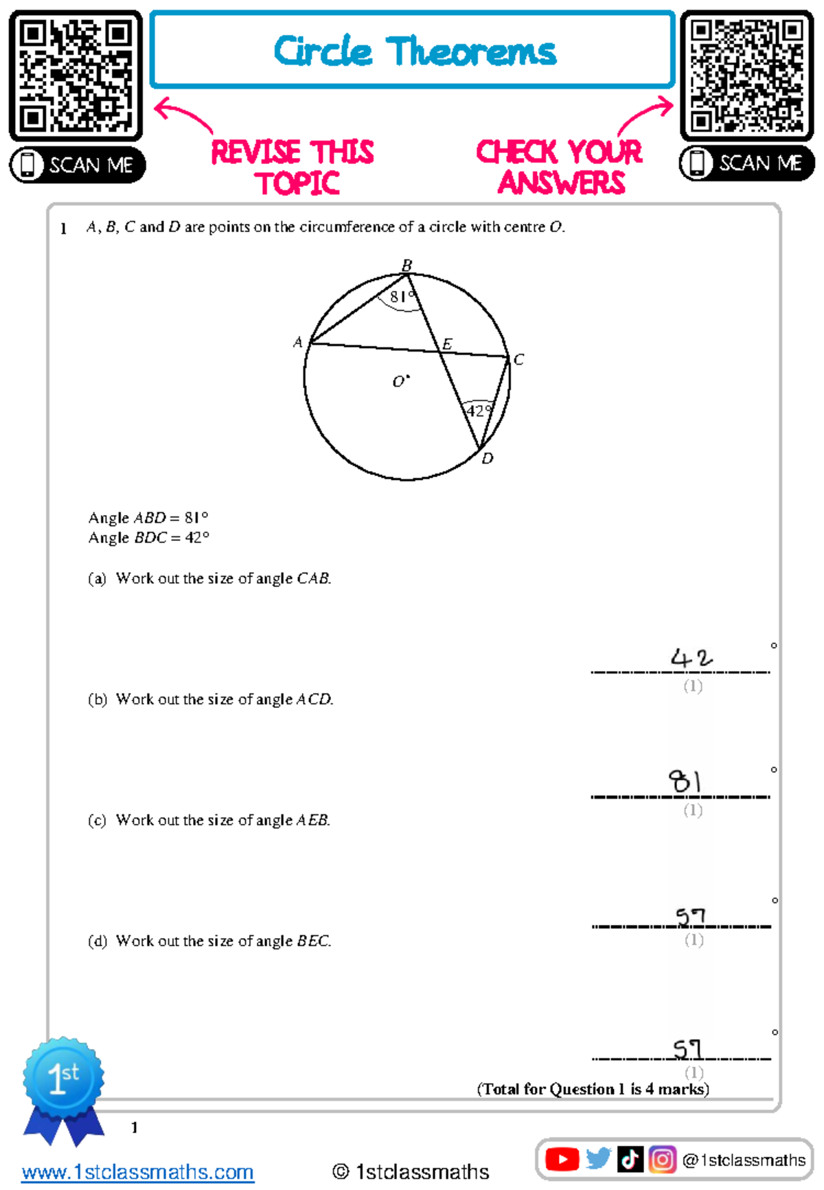 Circle Theorems Revision Notes for SCAN ME 1 - Studocu