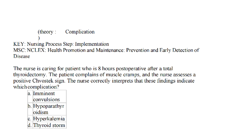 Complication Theory: Nursing Process Implementation - NCLEX Prep - Studocu