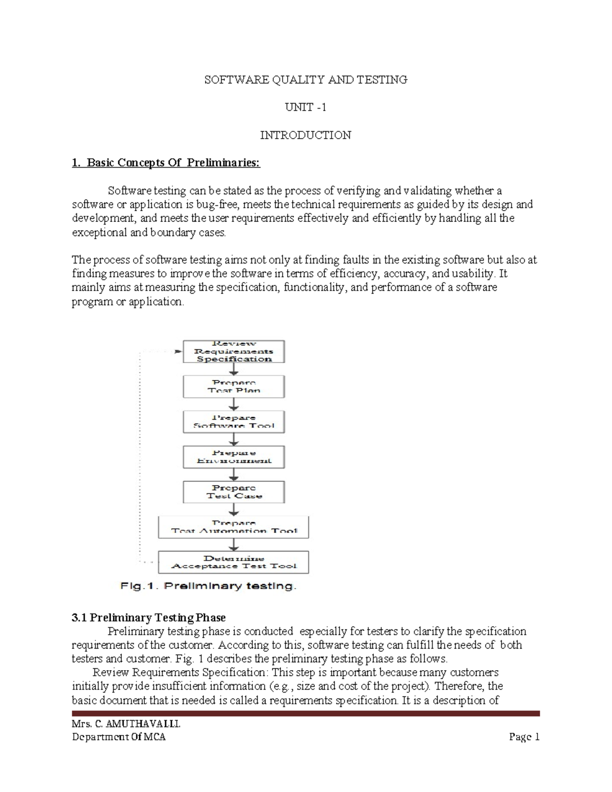SOFTWARE QUALITY AND TESTING (SQT) UNIT 1 NOTES - Studocu