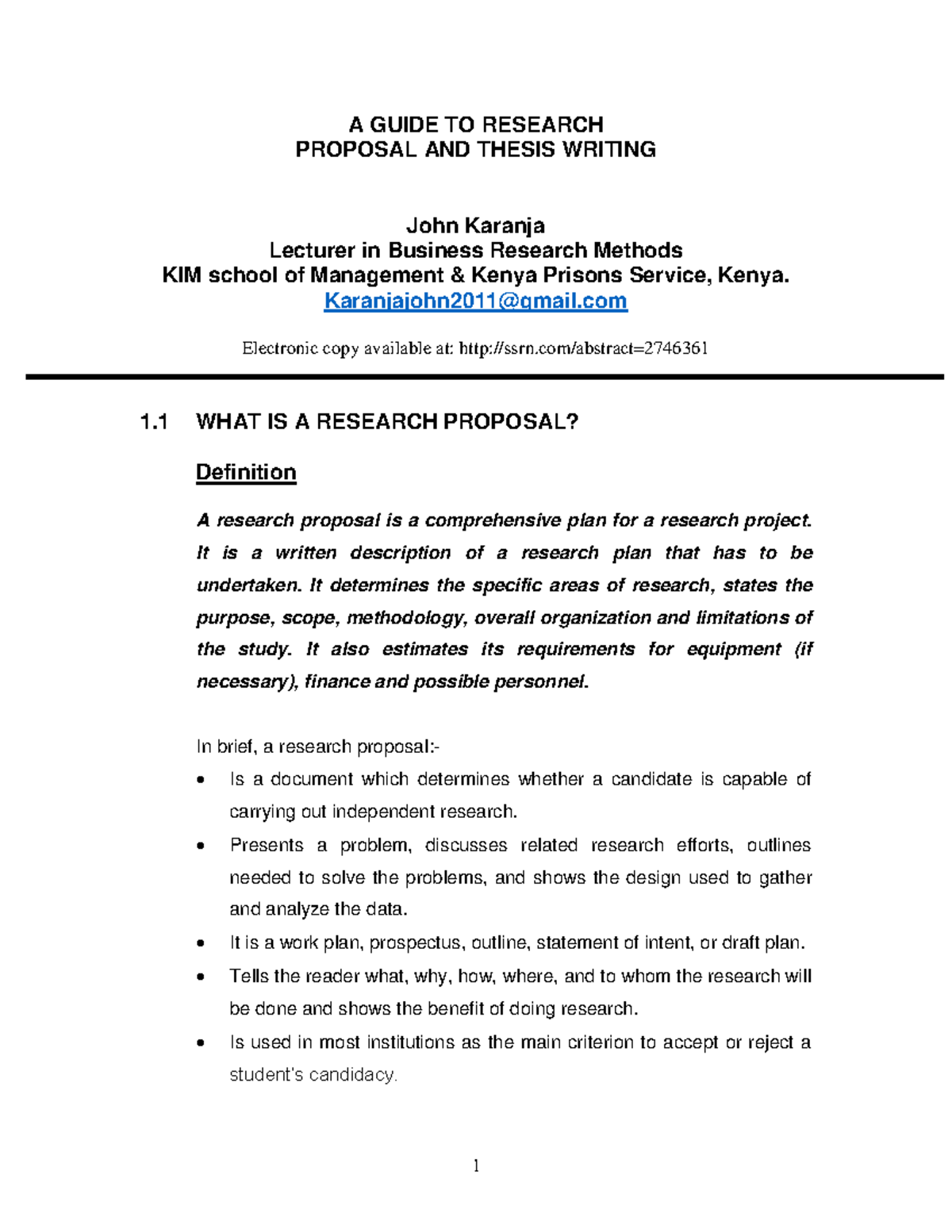 A GUIDE TO RESEARCH PROPOSAL & THESIS WRITING (BUS 101) - Studocu