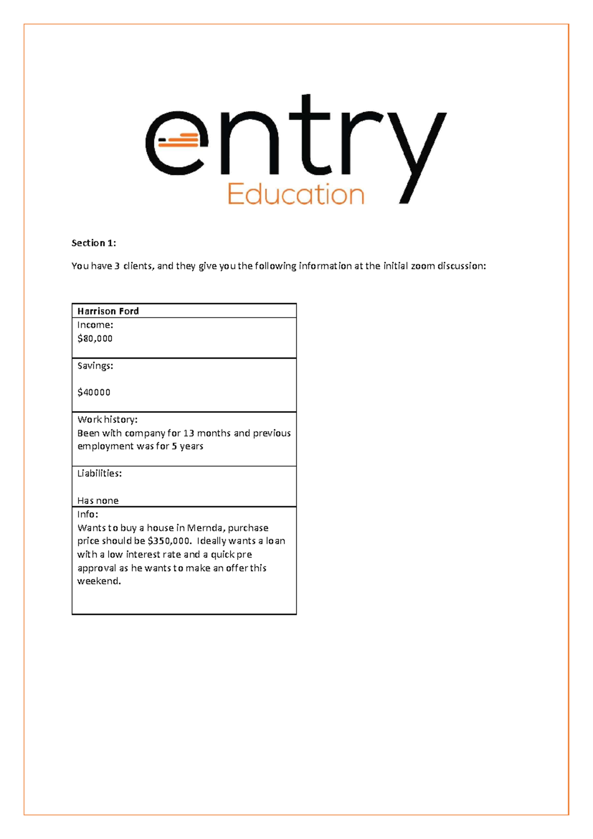 Fnsfmb 411 Client Financial Profiles & Loan Requirements Resource Sheet ...