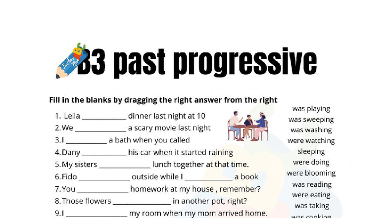 Worksheet 1976507 - Past Progressive Fill-in-the-Blanks Exercise - Studocu