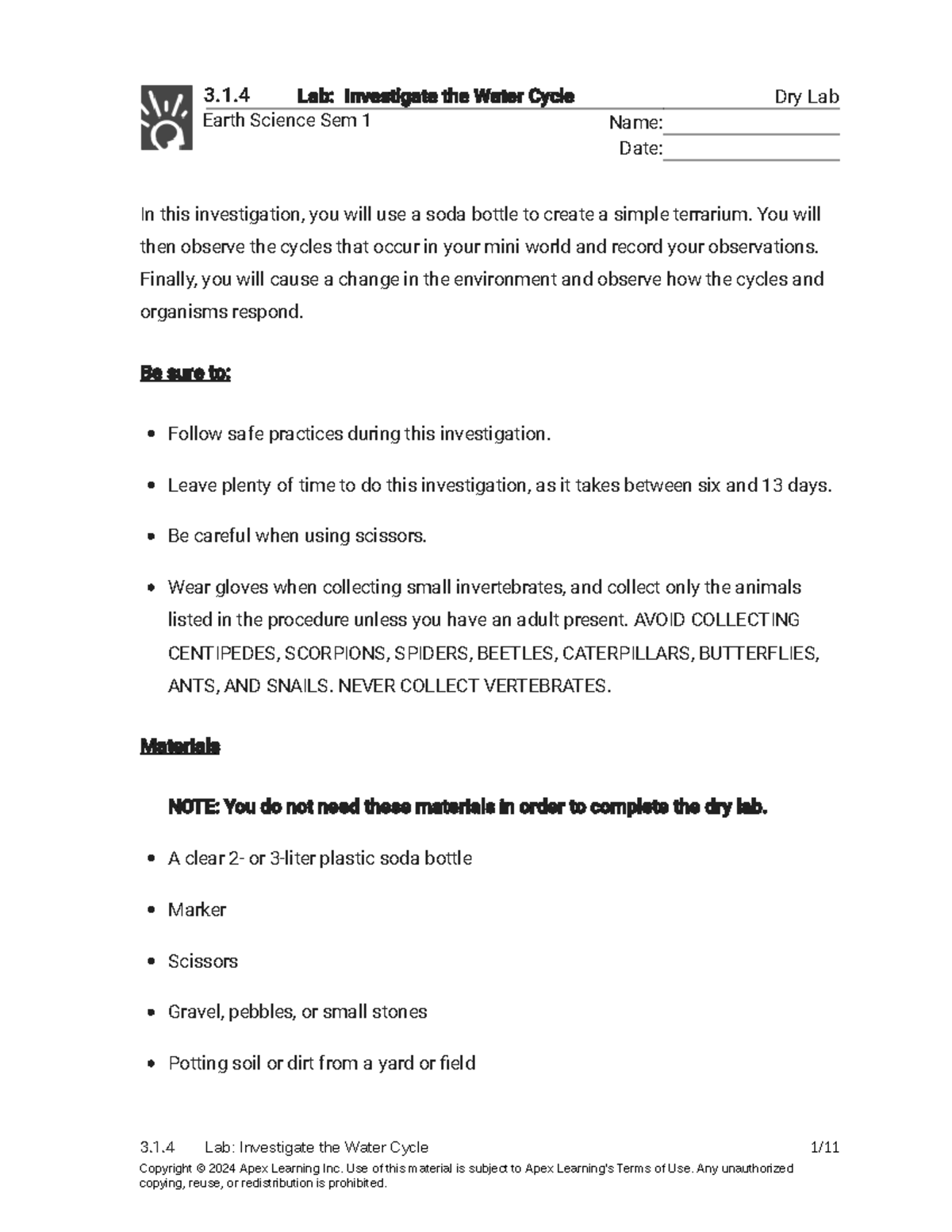 Lab 3.1.4 - Investigating the Water Cycle through a Terrarium ...