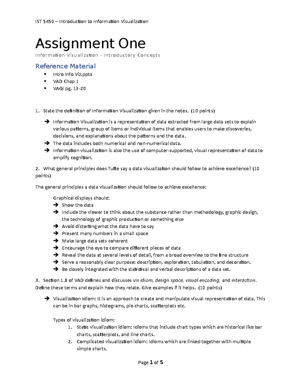 Assgn 1 v2 - Answers - Assignment One Information Visualization ...