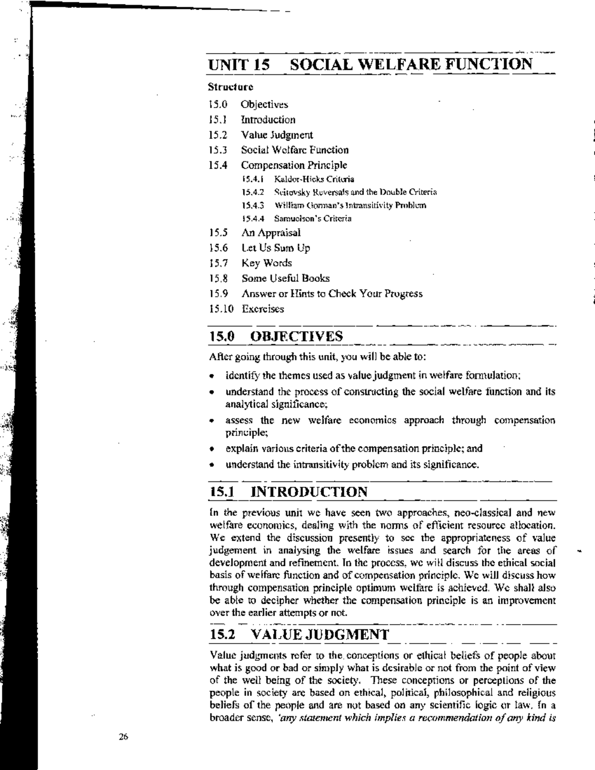 Unit 15 - Social welfare function and compensation principles - Studocu