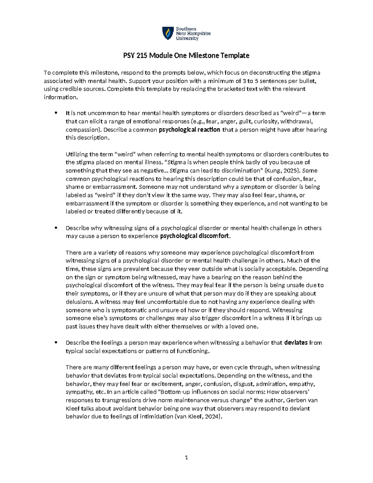 PSY 215 Module One Milestone: Deconstructing Mental Health Stigma - Studocu