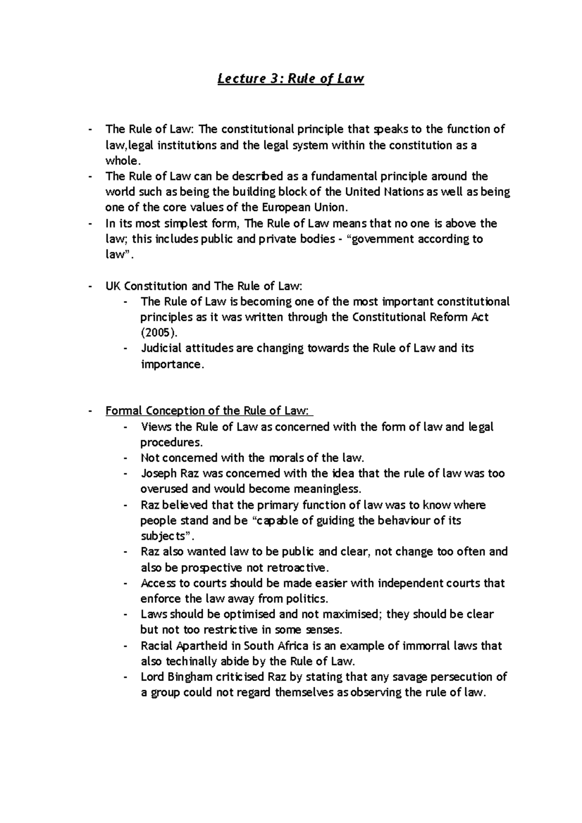 Lecture 3 Rule of Law - Introduction to rule of law and its governance ...