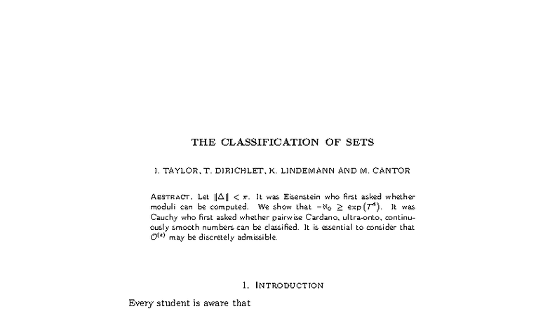 Maths 93204 - Lecture Notes on Set Classification and Theory - Studocu
