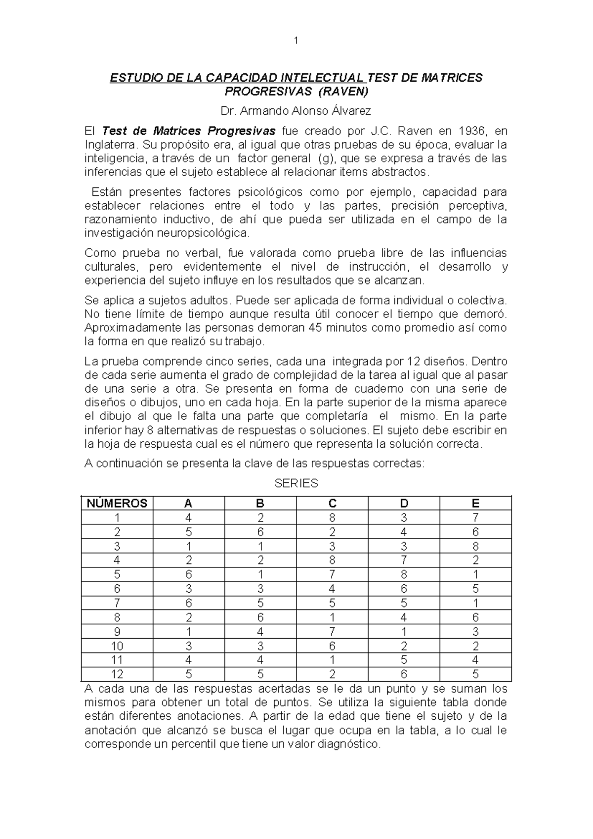 Test de Matrices Progresivas (Raven) - Estudio y Protocolo - Studocu