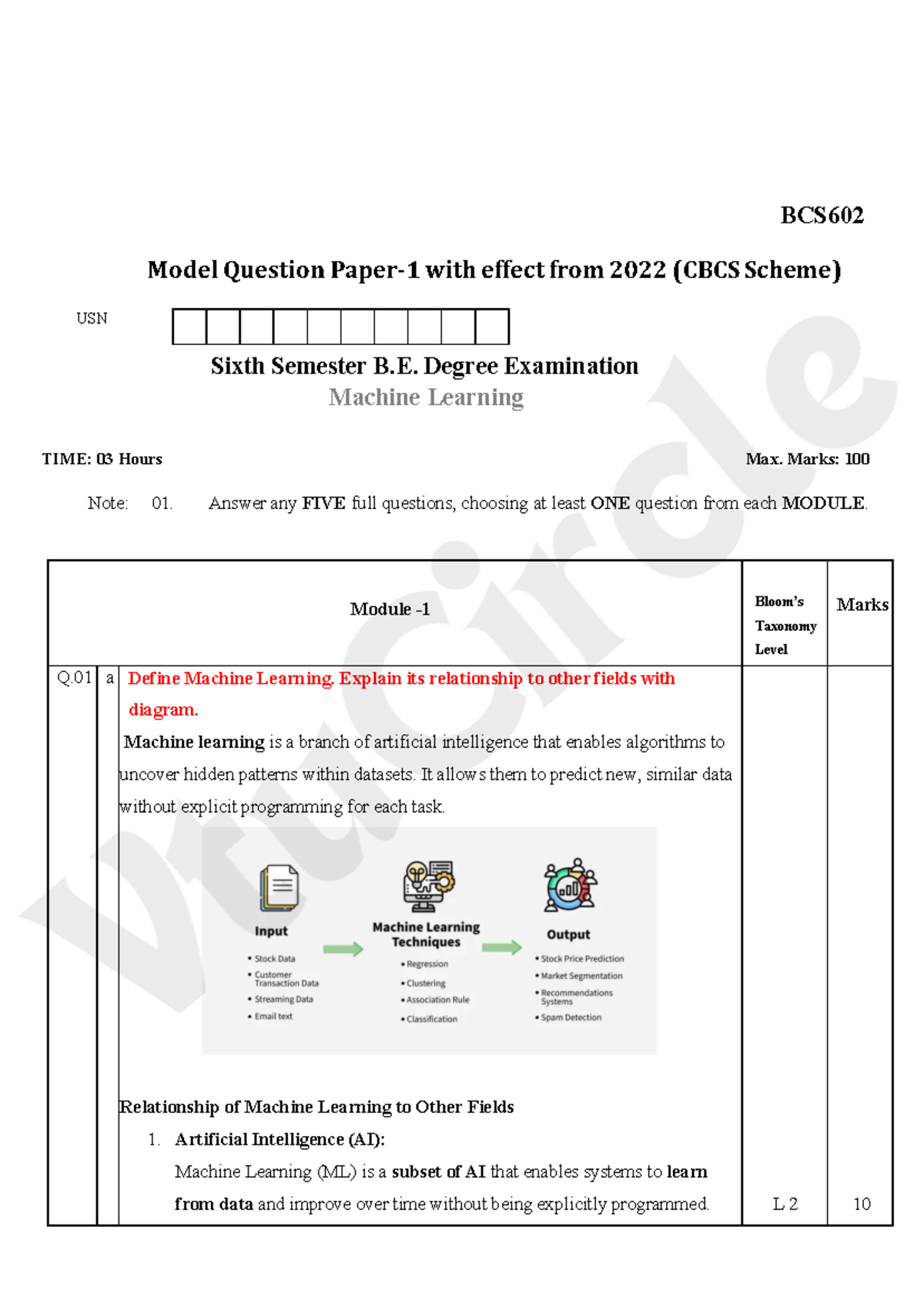 BCS602 Machine Learning Model Question Solutions - Set 1 - Studocu