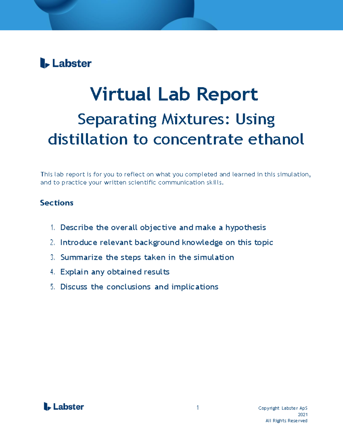 Separating Mixtures Lab Report (MT): Ethanol Distillation Insights ...