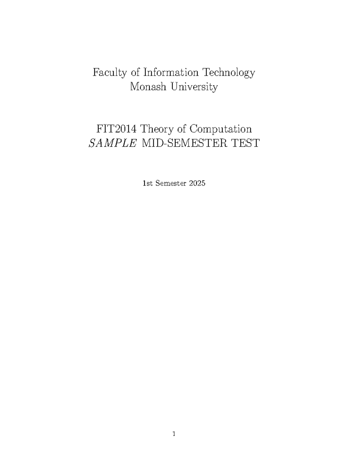 FIT2014-Sample MST - midsem test - Faculty of Information Technology ...