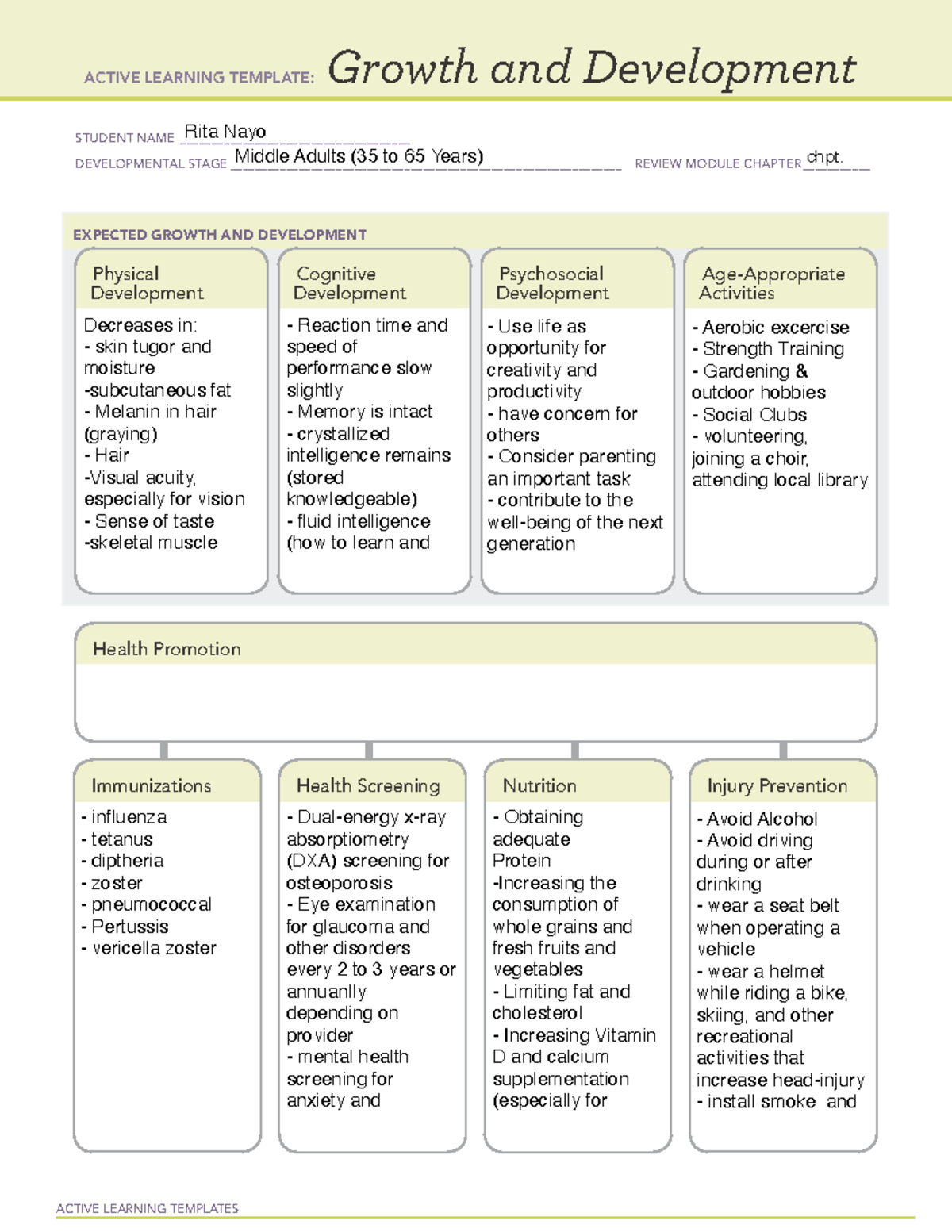 ACTIVE LEARNING TEMPLATE: Growth & Development in Middle Adults (35-65 ...