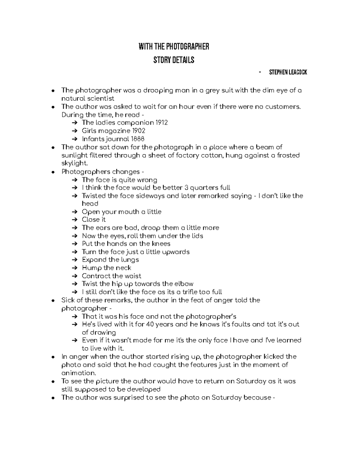 **ENG 101: Analysis of Stephen Leacock's "The Photographer" Story ...