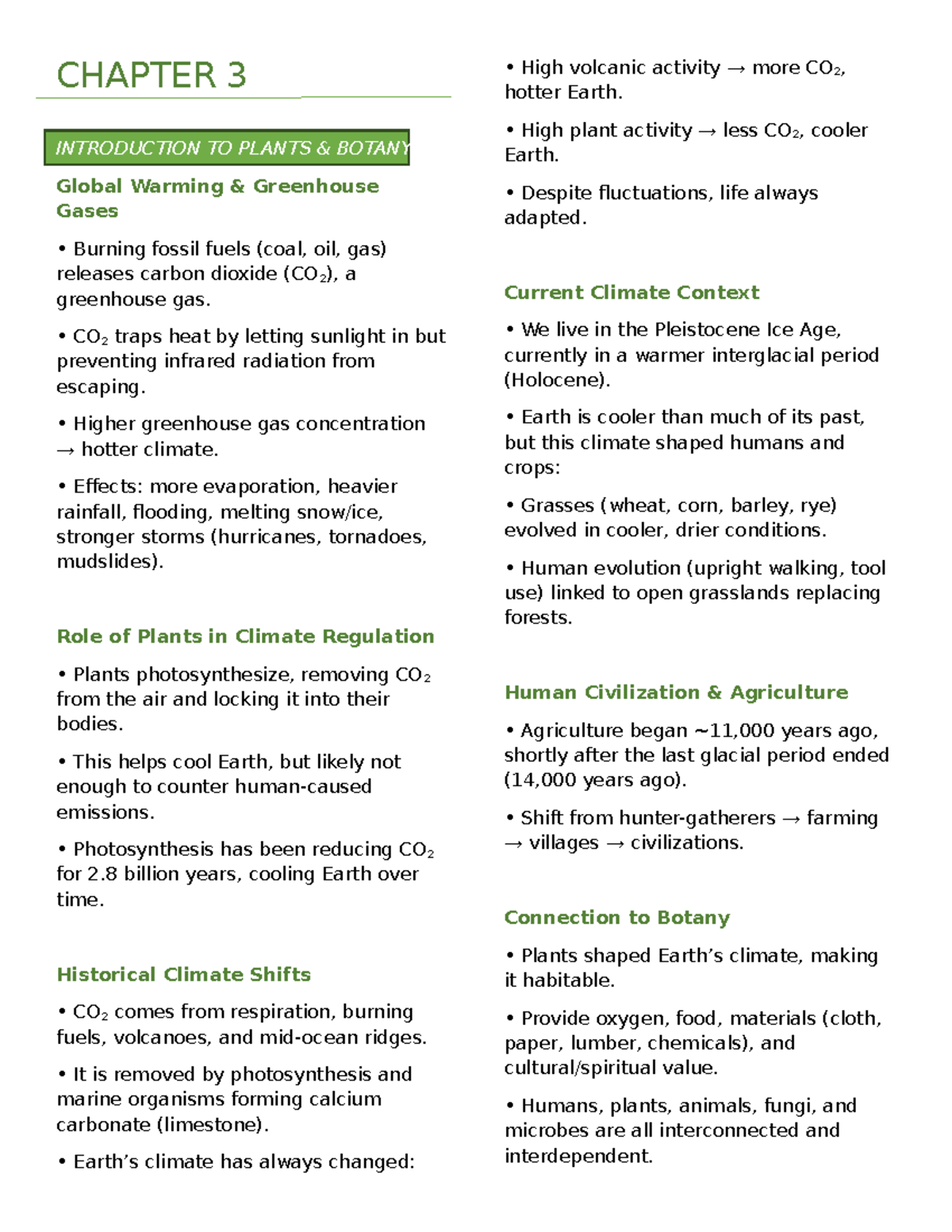 CHAPTER 3: Plant Adaptations and Climate Impact in Botany - Studocu