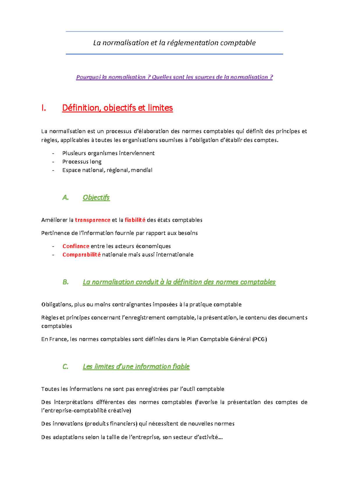Ch 1 - La Normalisation et la Réglementation Comptable - Studocu