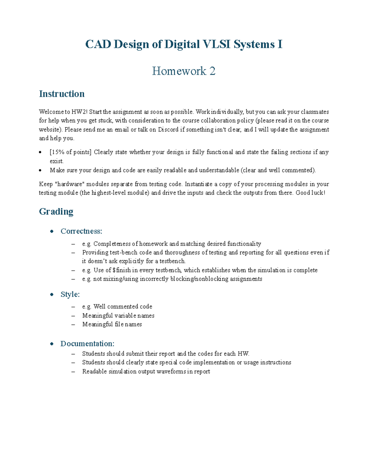 CAD Design of Digital VLSI Systems I: HW2 Synthesis Instructions - Studocu